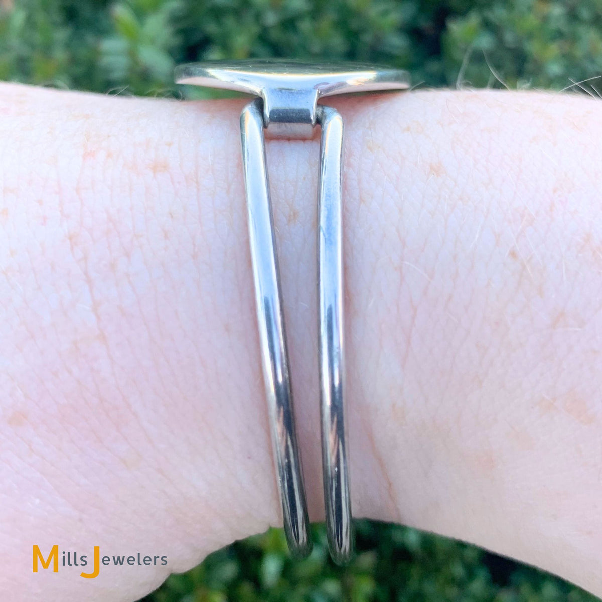 Tiffany & Co. Sterling Silver 925 Oval ID Tag Double Wire Bracelet Cuf ...